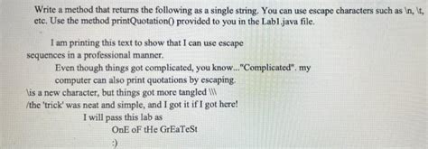 Solved Write A Method That Returns The Following As A Single