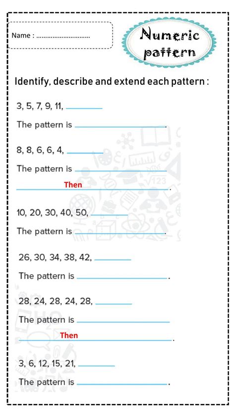Numeric Pattern Worksheet Live Worksheets