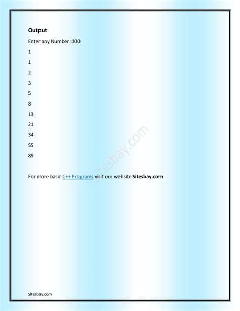 Fibonacci Series Program In C