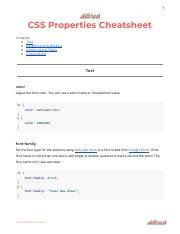 Essential Css Properties Cheatsheet For Web Design Course Hero