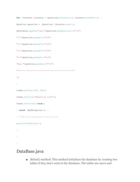 Java Quiz Application Pdf Databases Computer Software And Applications