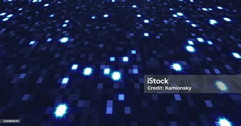 블루 네온 기술 배경 사이버 공간에서 움직이는 반짝이는 푸른 폴리곤 3d 일러스트레이션 0명에 대한 스톡 사진 및 기타 이미지 0명 금속 금속의 Istock