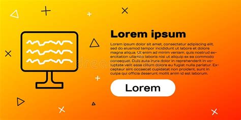 Line Encephalogram Icon Isolated On Yellow Background Electrical