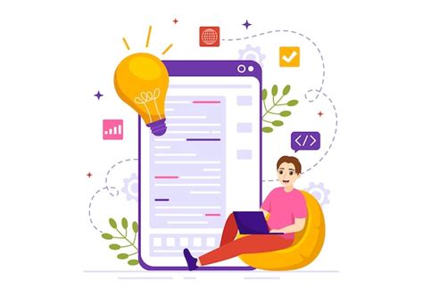 premium vector software testing vector illustration with application programming and coding in