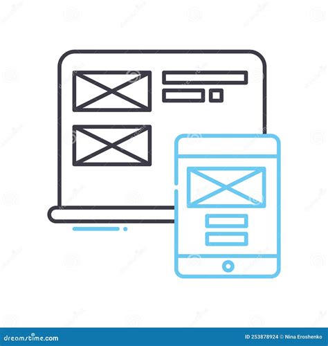 Responsive Design Line Icon Outline Symbol Vector Illustration Concept Sign Stock Vector