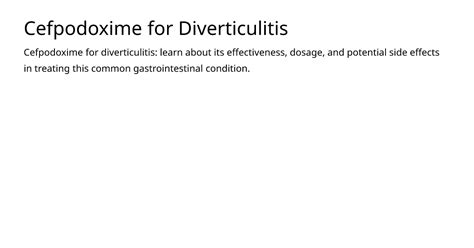 Cefpodoxime For Diverticulitis Medsis
