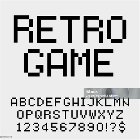 Retro Game Pixel Art Font Pixelated Text Alphabet Letters And Numbers One Pixel Typography Style