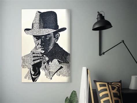 Sherlock Holmes Portrait Ascii Art Poster Black White Drawing