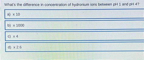 Solved Whats The Difference In Concentration Of Hydronium