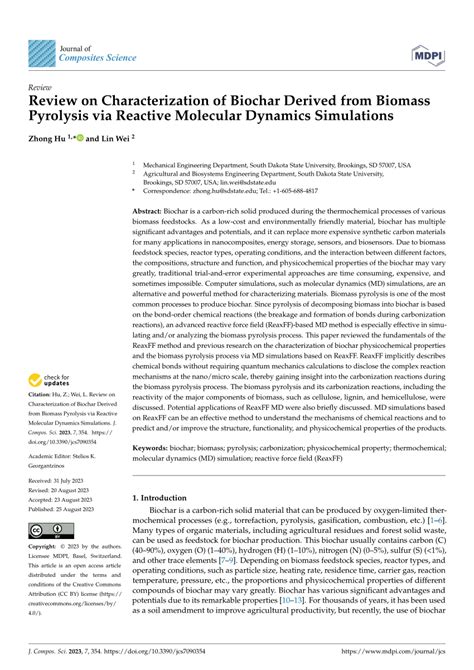 Pdf Review On Characterization Of Biochar Derived From Biomass Pyrolysis Via Reactive