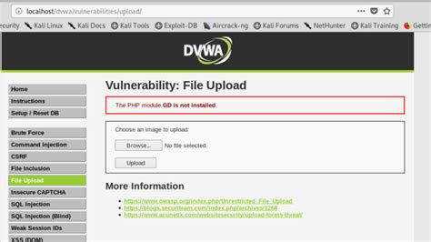 Php Gd Module Problem In Kali Linux · Issue 285 · Digininjadvwa · Github