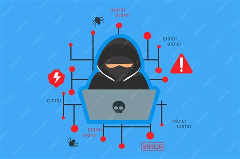 Premium Vector Hacker With Laptop In A Flat Design Security Hacking