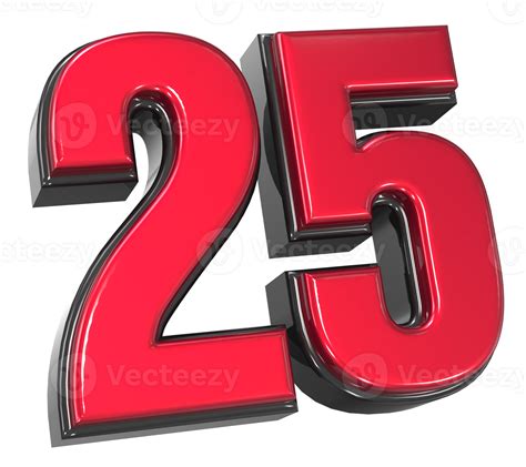 Number 25 3d Render 42069407 Png