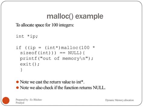 Dynamic Memory Allocation In C Programming Ppt