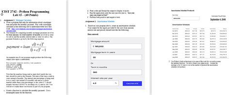 Amortization Schedule Produced Cist 2742 Python