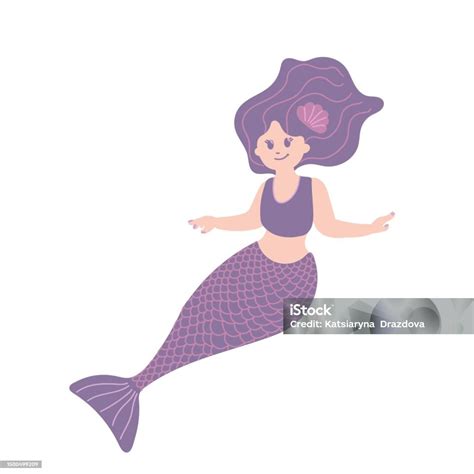 티셔츠와 직물 또는 어린이 패션 작품 어린이 책에 대한 예쁜 인어 현대적인 스타일의 패션 일러스트레이션 그리기 귀여운 인어공주