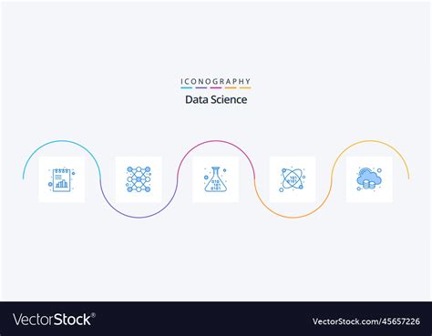 Data Science Blue 5 Icon Pack Including Cloud Vector Image