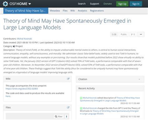 A Research Paper That The Latest Language Models Such As `` Gpt 3 Have Acquired `` Theory Of