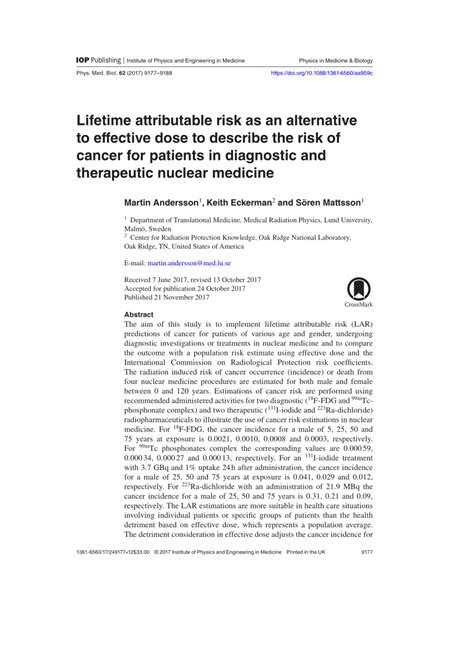 Lifetime Attributable Risk As An Alternative To Effective Dose To Describe The Risk Of Cancer