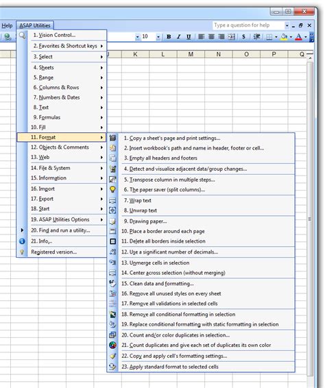 Format” Utilities Asap Utilities Description Of Our Excel Tools English