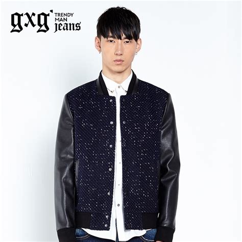 Gxg 1978男装 2015冬季新品男士潮流藏青拼接休闲棉夹克54821008gxgjeans折扣馆