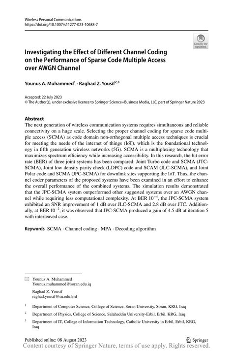 Investigating The Effect Of Different Channel Coding On The Performance