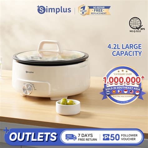 Simplus Electric Hot Pot Removable Multi Function Nonstick Electric