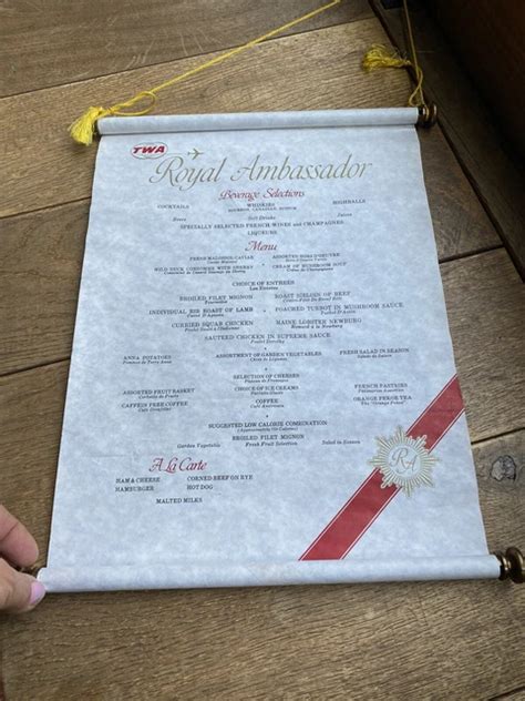 Rare Twa Royal Ambassador Menu Used In The Luxurious First Class Service Vintage £20 00