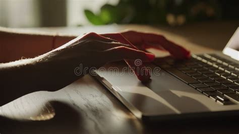Woman Hands Scroll Laptop Touchpad Close Up Stock Footage Video Of Touchpad Backlight 259920290