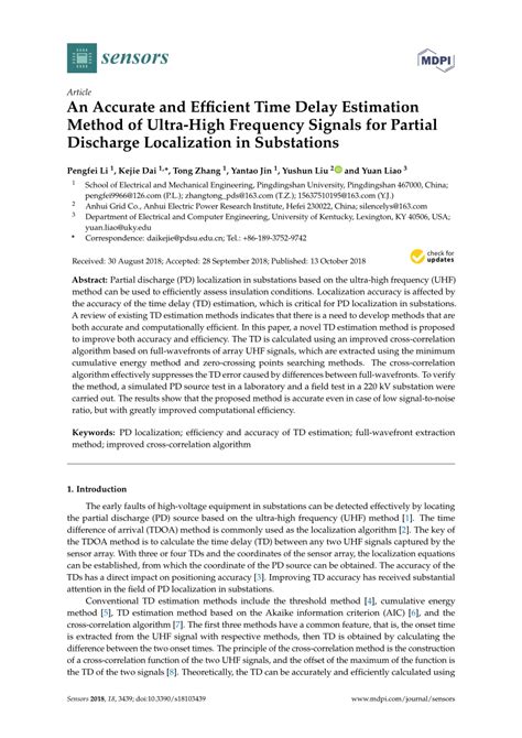 Pdf An Accurate And Efficient Time Delay Estimation Method Of Ultra High Frequency Signals For