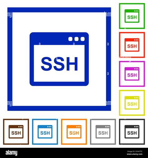 Ssh Client Application Flat Color Icons In Square Frames On White Background Stock Vector Image Ssh Client Application Flat Color Icons In Square Frames On White Background Stock Vector Image
