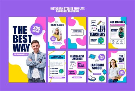 Free Psd Flat Design Language Learning Template