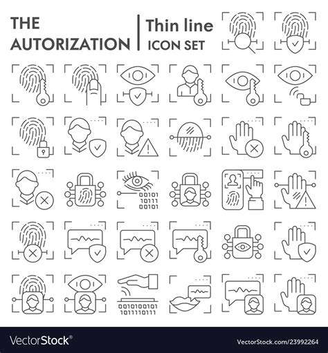 Security Authorization Thin Line Icon Set Vector Image