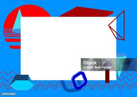 파란색과 빨간색 기하학적 그래픽 복고풍 테마 배경 와 와 장소 와 텍스트 와 장소 와 배경 와 최소한의 기하학적 요소 프레임