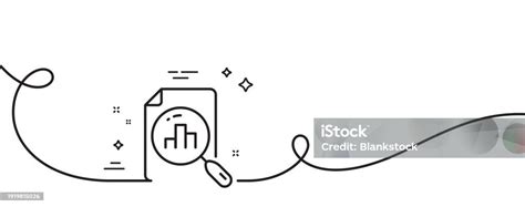 Analytics Graph Line Icon Column Chart Sign Continuous Line With Curl Vector Stock Illustration