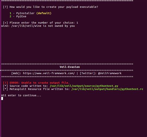 Solved Error Unable To Create Output File · Issue 296 · Veil