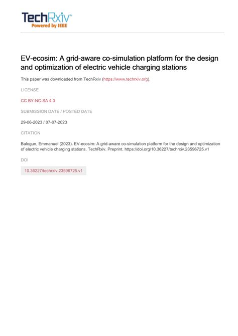 Pdf Ev Ecosim A Grid Aware Co Simulation Platform For The Design And