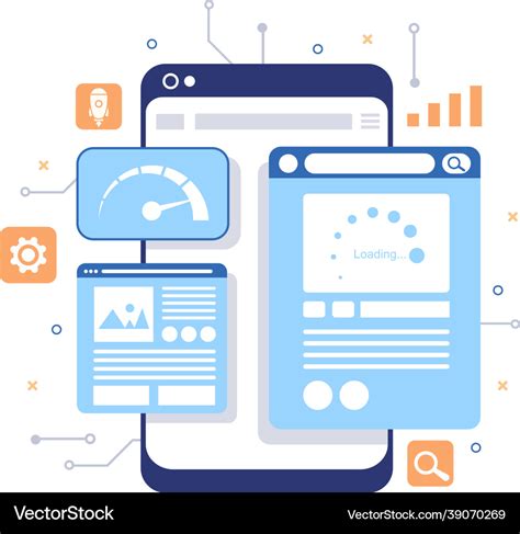 Website Loading Speed Optimization With Server Vector Image