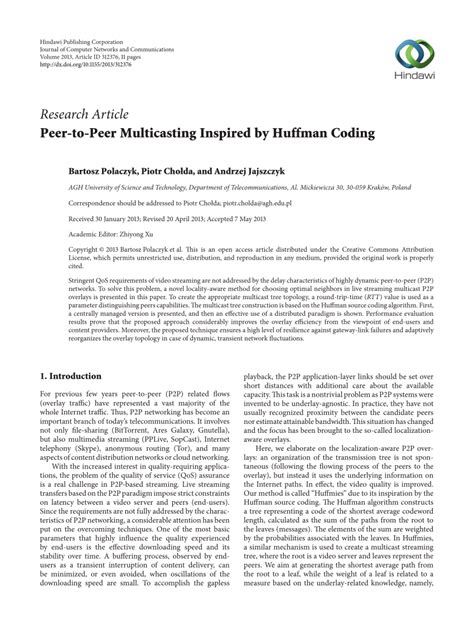 Pdf Peer To Peer Multicasting Inspired By Huffman Coding