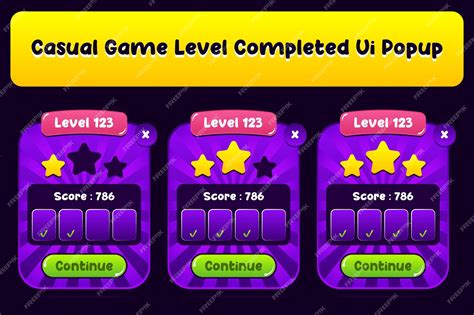 Premium Vector Game Ui Popup Level Completed Window Of Graphical User Interface Gui To Build