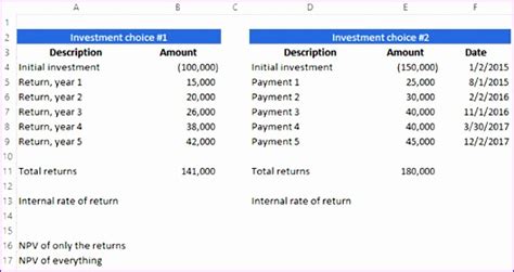 8 npv irr calculator excel template excel templates