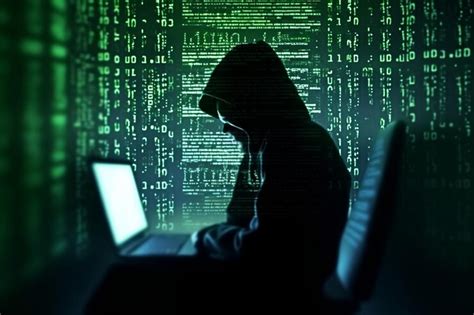 Premium Ai Image Hacker Silhouette Computer Code Faceless Male Hacker In Front Of Animated