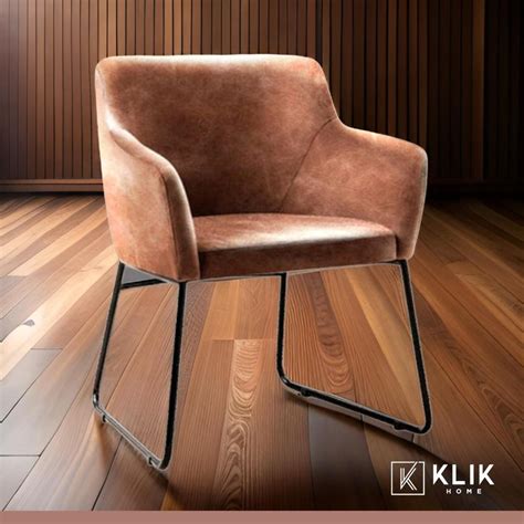 Butaca Albania De Cuero Sintético Con Metal Industrial Café Klik