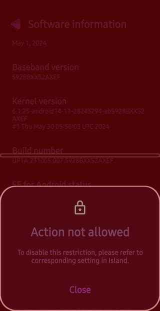 Applications Islands Action Not Allowed When Trying To Unlock