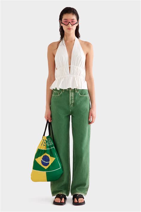 Womens Cotton Poplin Halter Top White Venroy