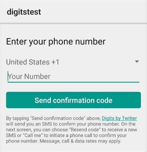 Android Digits User Presses Return Without Entering In Phone Number