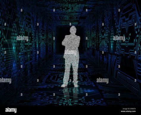 Businessman Made With Binary Codes In The Middle Of Circuit Board Stock Photo Alamy