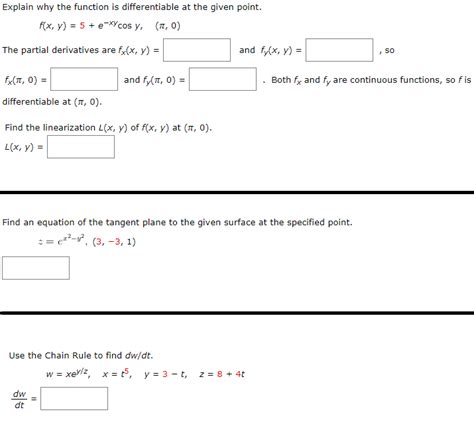 Solved Explain Why The Function Is Differentiable At The