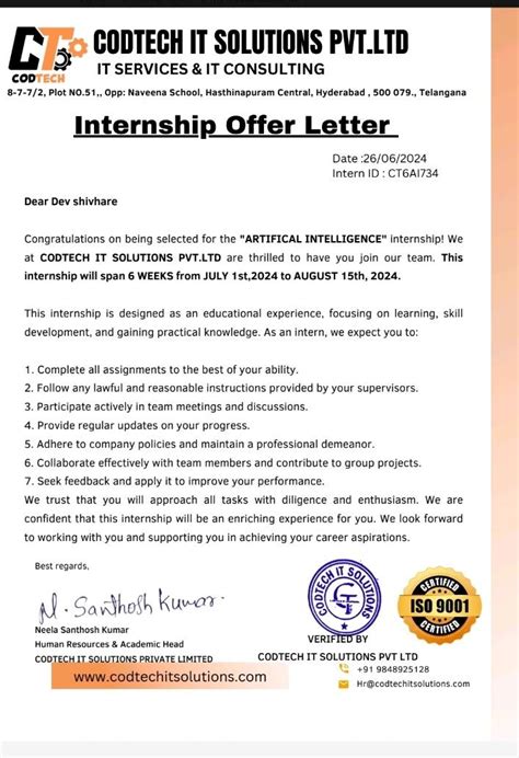 Dev Shivhare On Linkedin Internship Codetechitsolution Internship Codtech Careergrowth