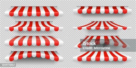 빨간색과 흰색 선쉐이드 카페 및 상점 창 격리 벡터 세트를위한 야외 차양 벡터에 대한 스톡 벡터 아트 및 기타 이미지 벡터 차양 0명 Istock